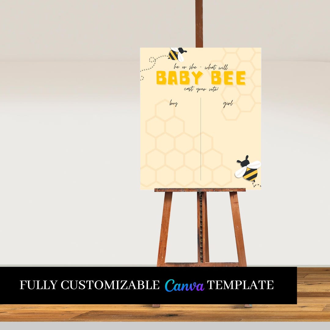 Editable Bee Gender Reveal Baby Shower Voting Sign Boy or Girl What ...