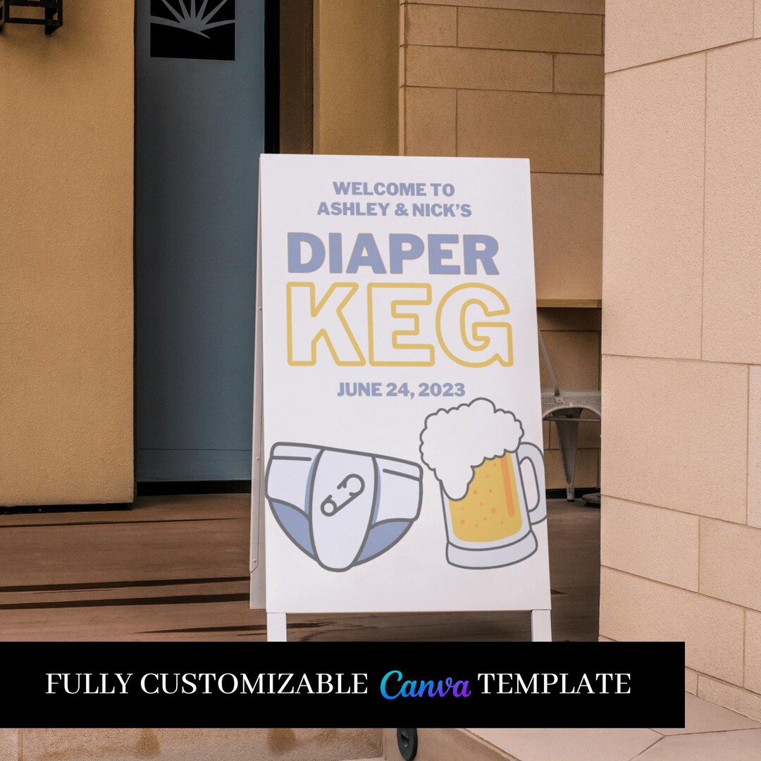 Diaper Keg Welcome Sign – Editable Baby Shower Template (canva) - Etsy