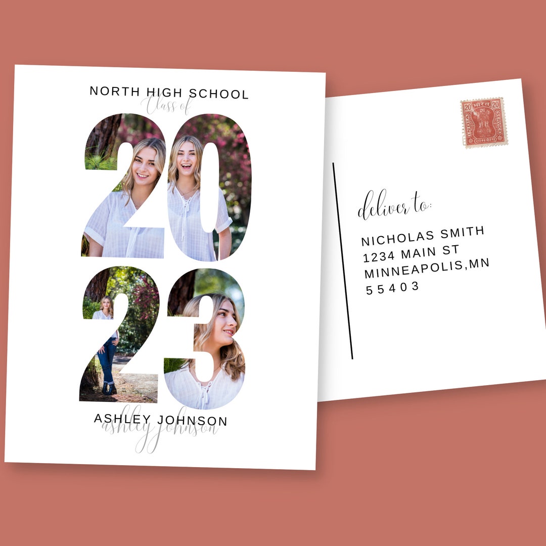 Graduation Announcement Postcard Graduation Canva Template Editable and ...