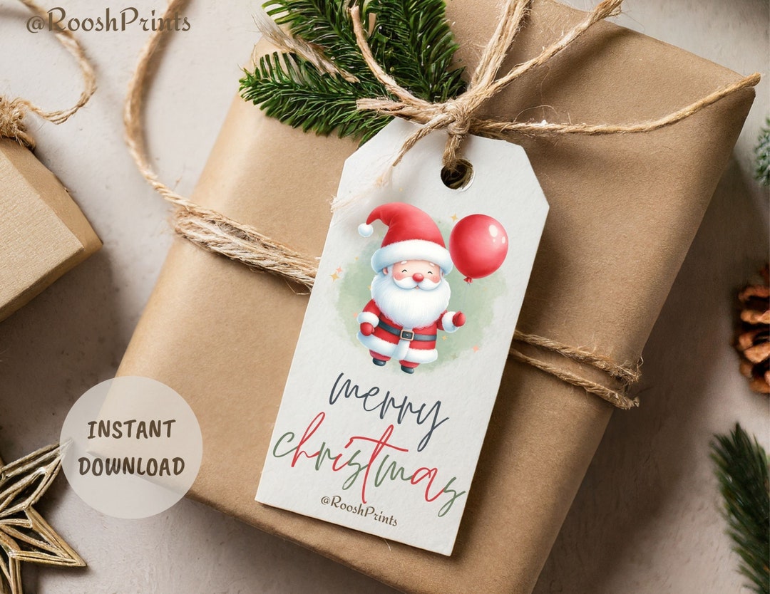 Merry Christmas Printable Christmas Gift Tags Instant Download Santa ...