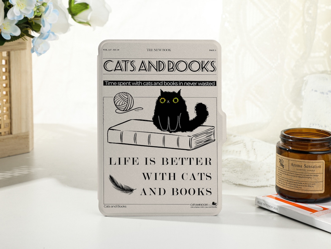 Reading Kitten Personalized Kindle Case, Personalised Case Cover for ...