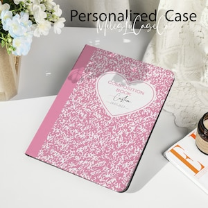 Pink Composition Notebook Custom iPad Case With Apple Pencil Slot, for ...