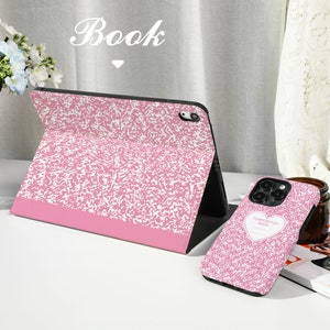 Pink Composition Notebook Custom iPad Case With Apple Pencil Slot, for ...