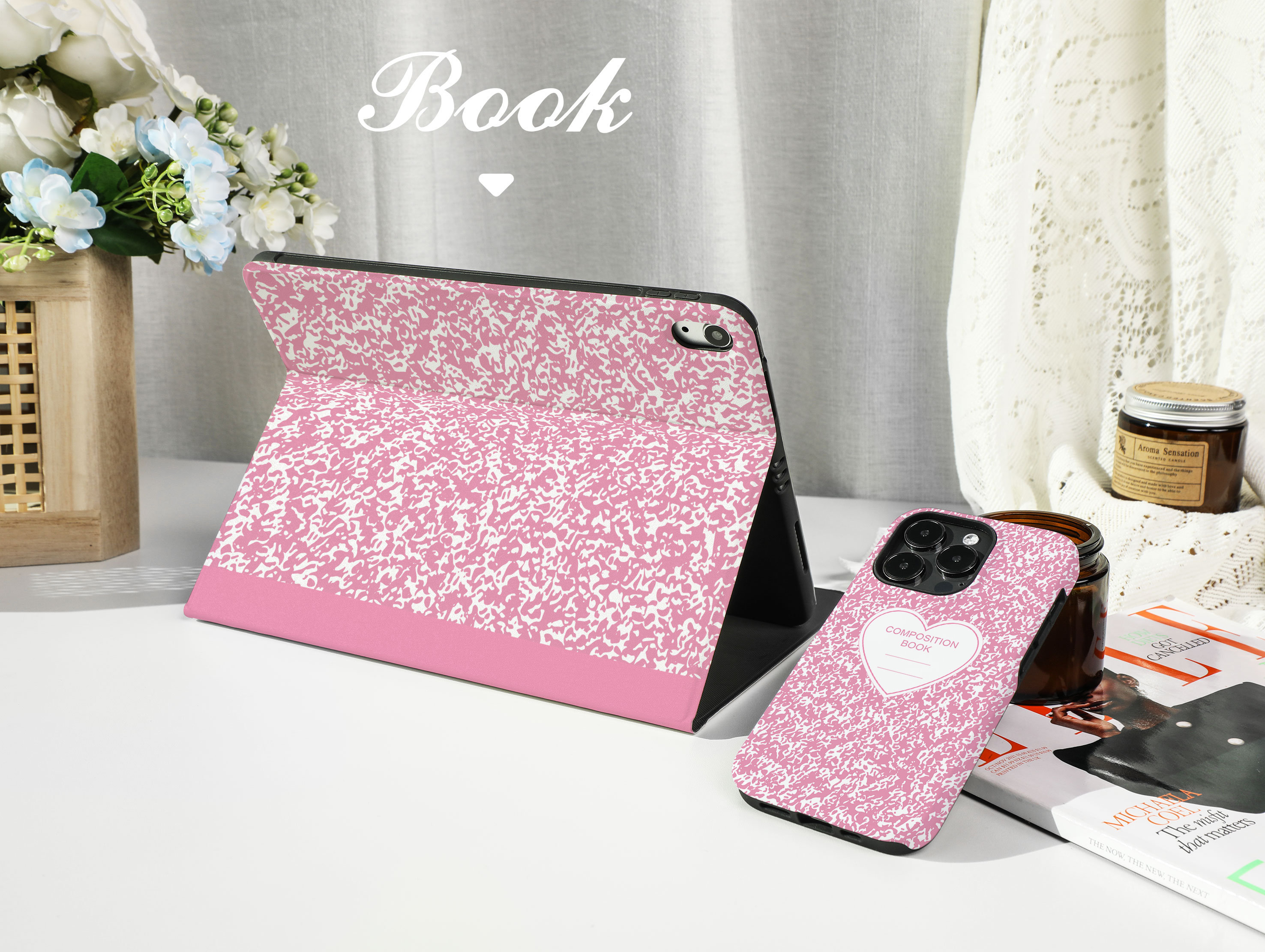 Pink Composition Notebook Custom iPad Case With Apple Pencil Slot, for ...