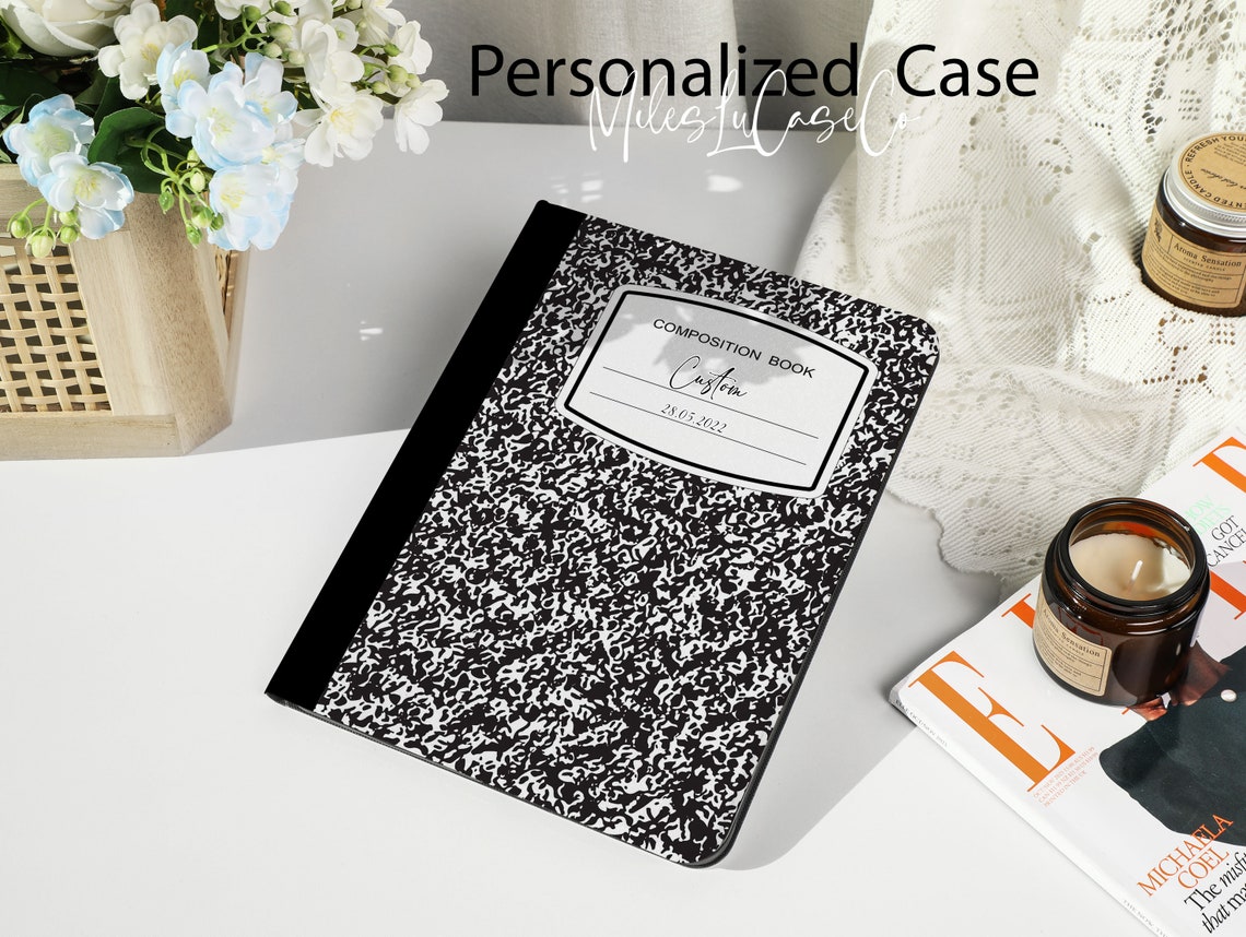 Composition Notebook Custom Name iPad Case With Apple Pencil Slot, for ...