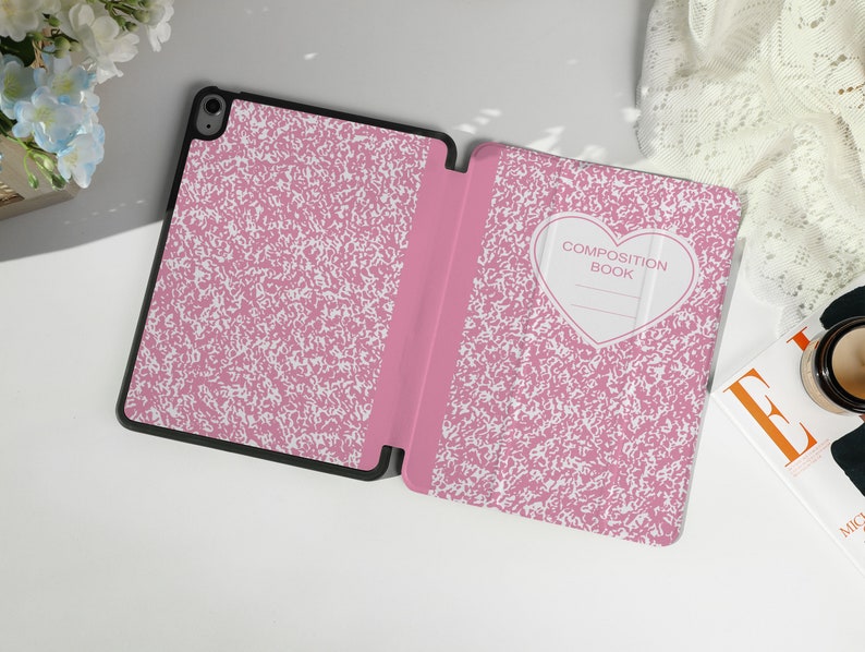 Pink Composition Notebook Custom iPad Case With Apple Pencil Slot, for ...