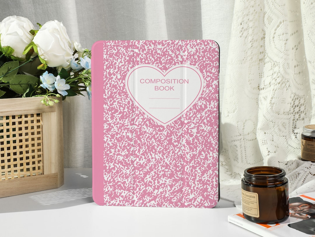 Pink Composition Notebook Custom iPad Case With Apple Pencil Slot, for ...