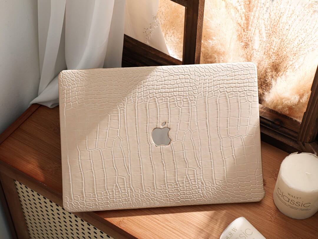 Beige Crocodile Leather Print MacBook Case for New MacBook Pro16 15 14 ...
