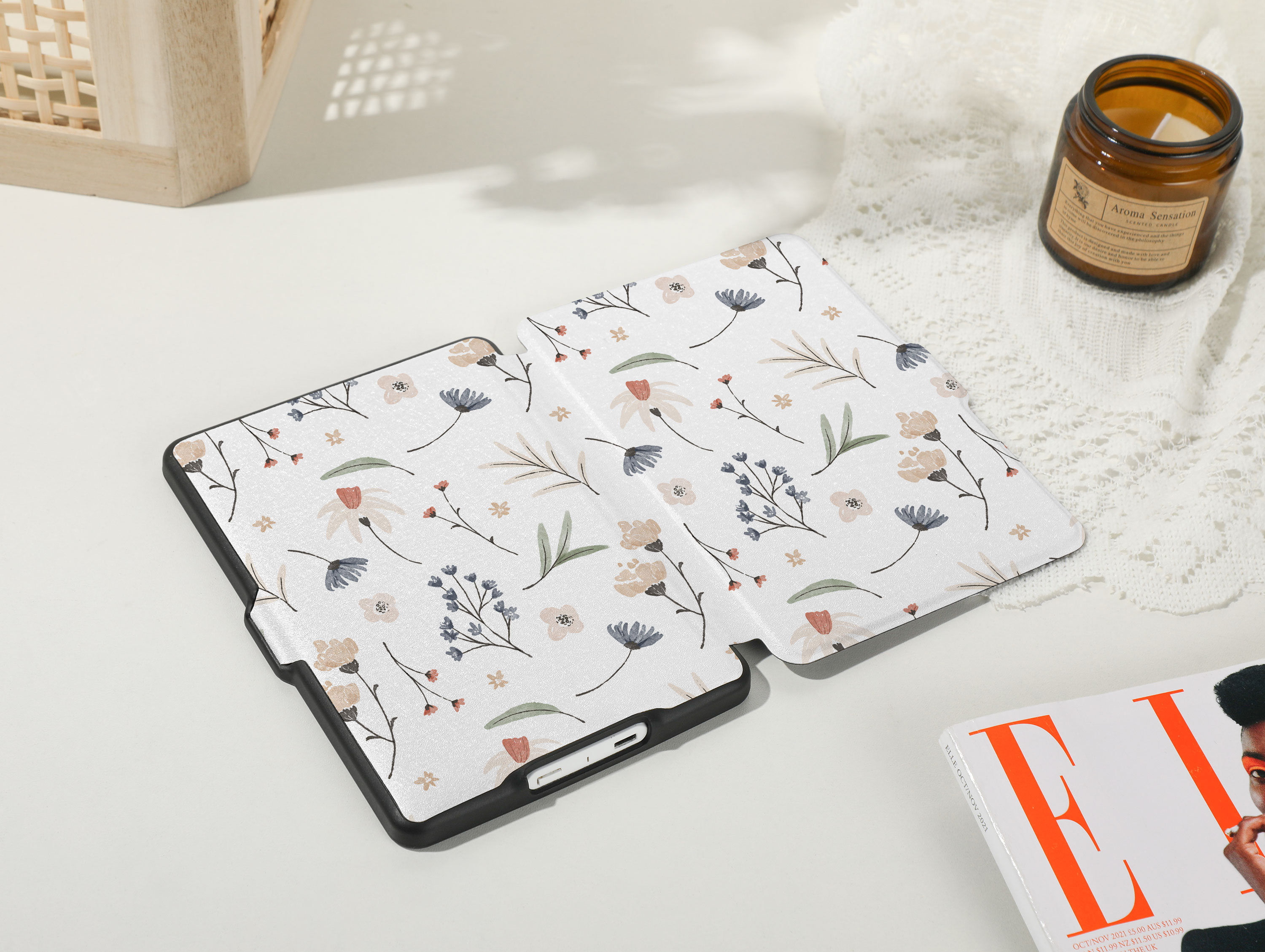 Pearl White Floral Personalized Kindle Case, Personalised Case Cover ...
