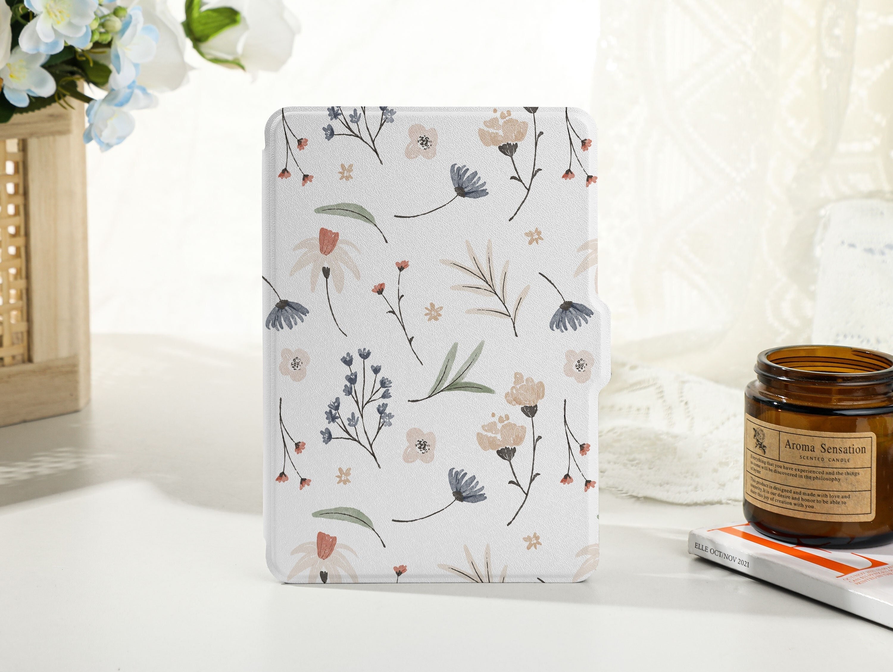 Pearl White Floral Personalized Kindle Case, Personalised Case Cover ...