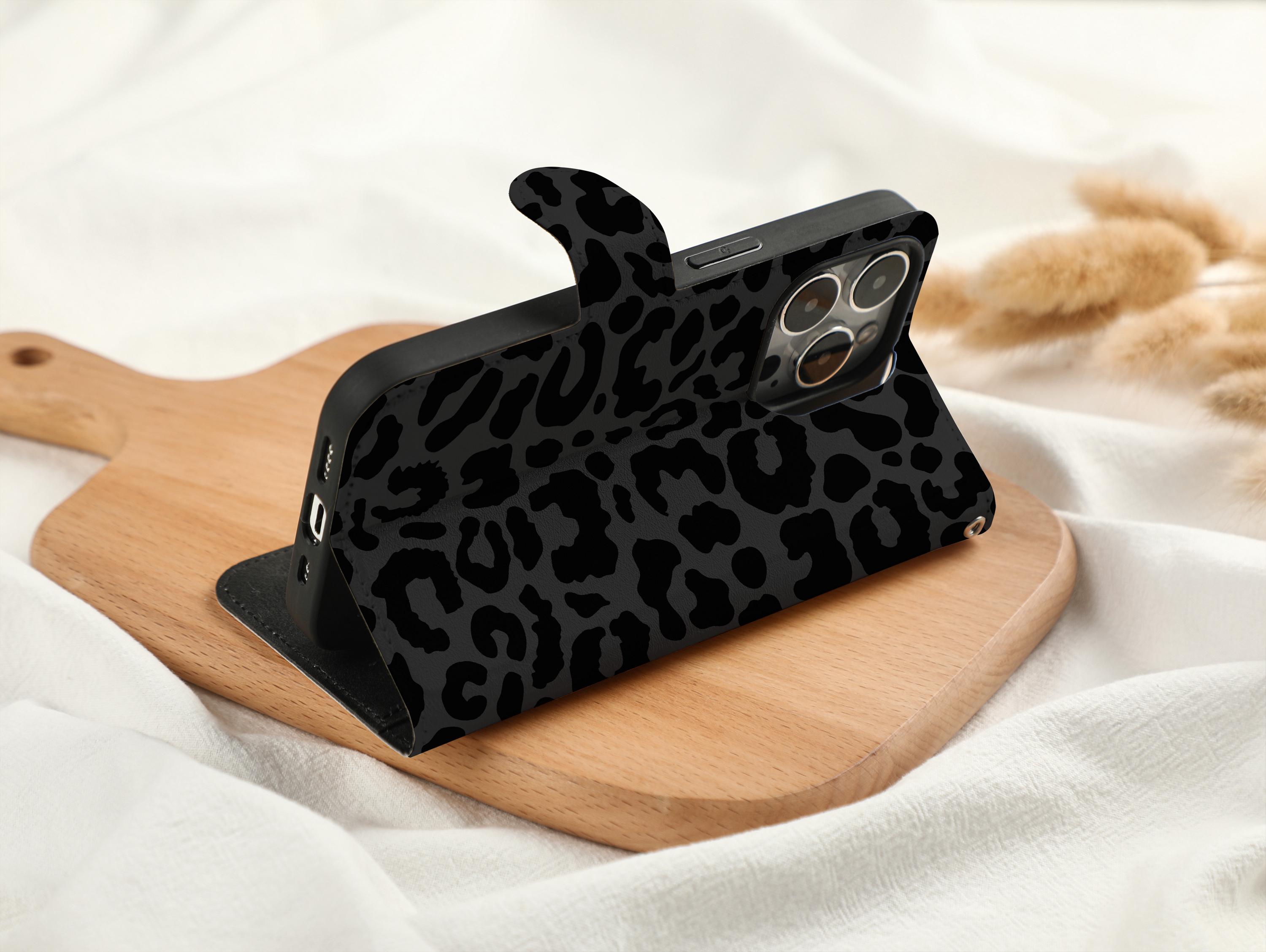 Black Leopard Personalised Wallet Phone Case With Card Slot ...