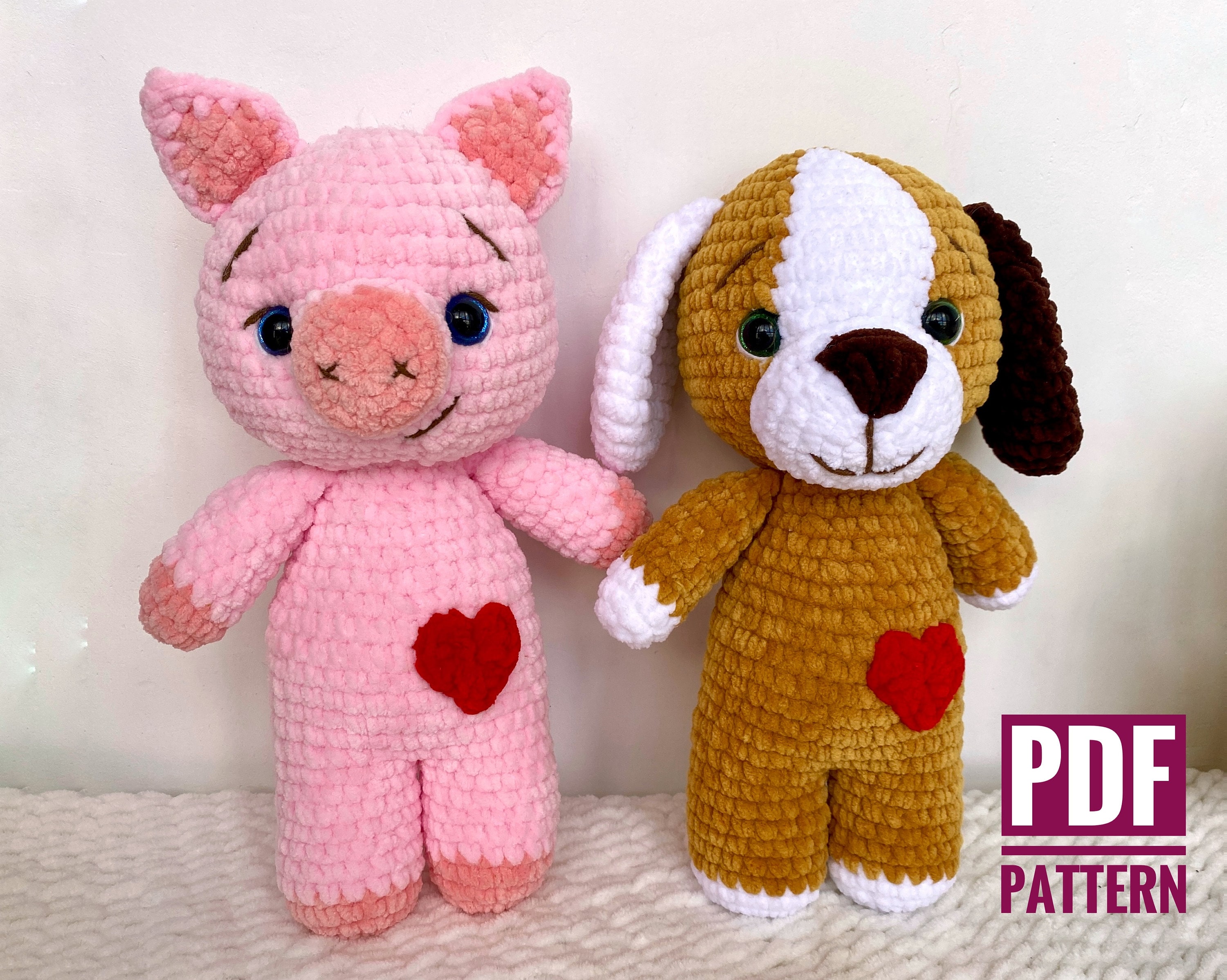 DOG and PIG Crochet PATTERN Amigurumi Toy Puppy and Piggy - Etsy