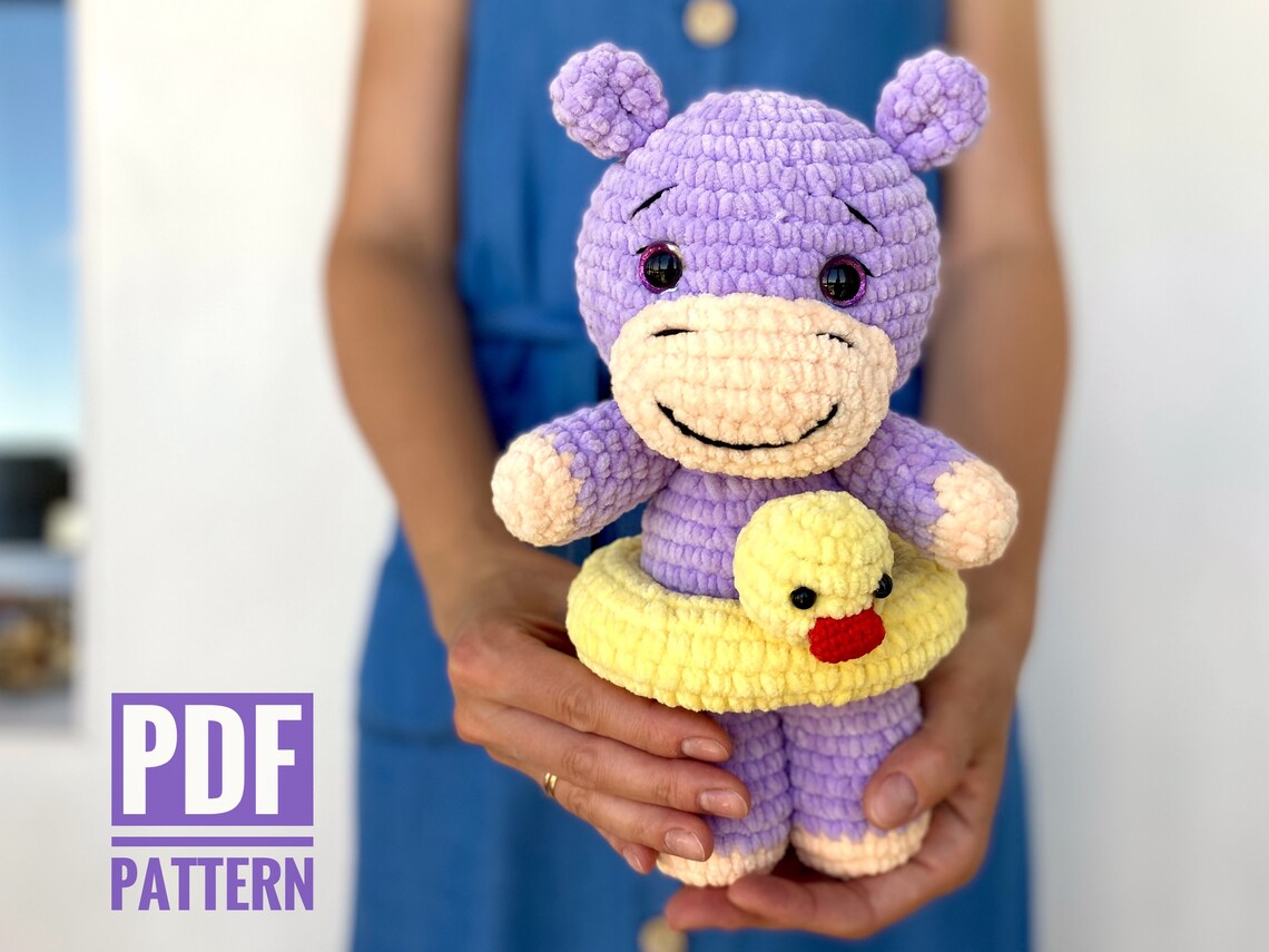 HIPPO CROCHET PATTERN Amigurumi Toy Plush Pattern | Etsy