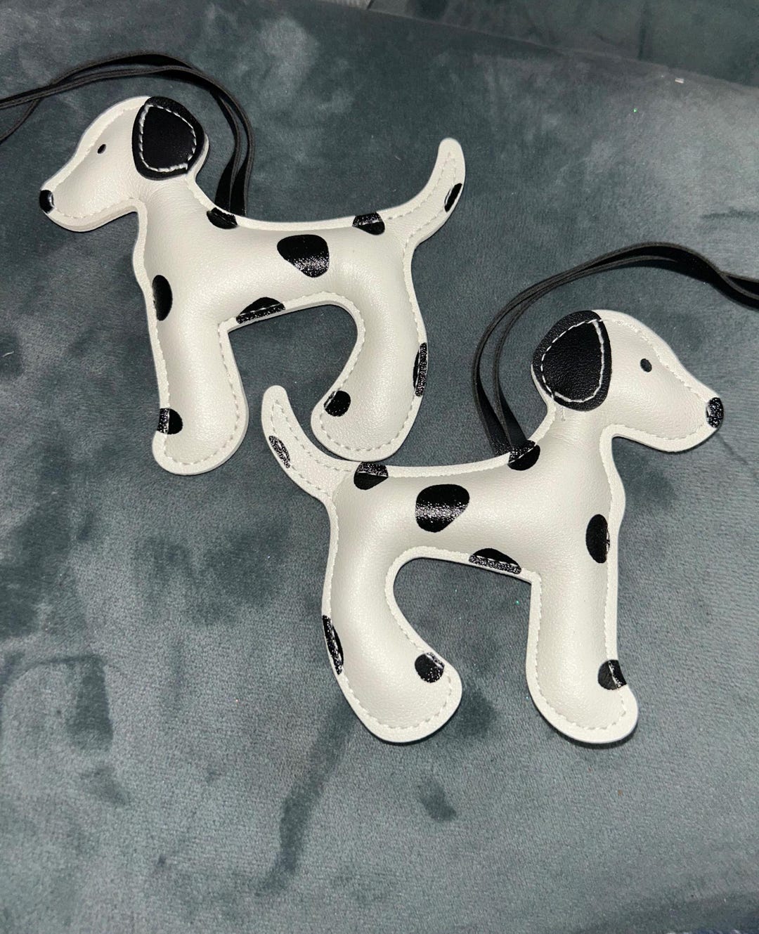 Leather Dalmatian Keychain - Etsy