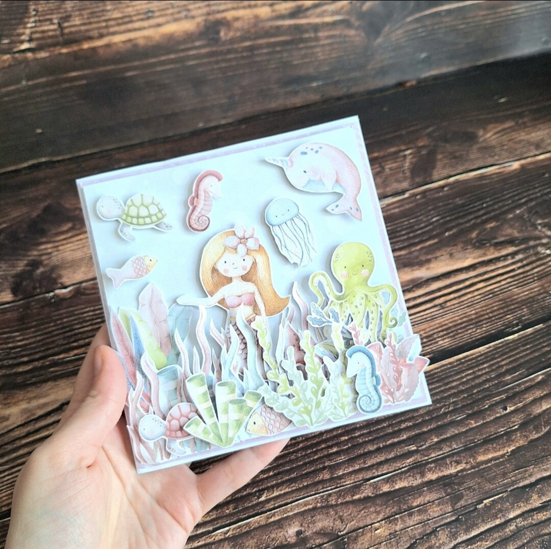 Personalized Greeting Card With Mermaid Theme, Birthday Gift for a Girl ...