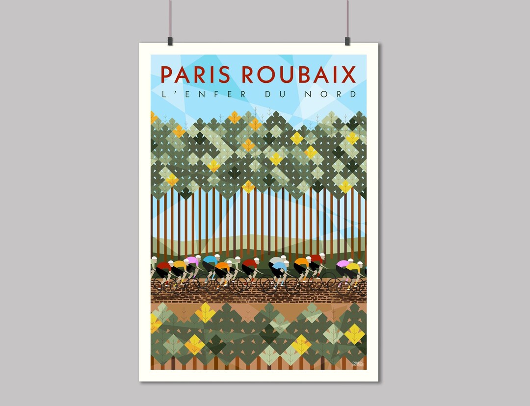 Paris Roubaix Monuments Cycling Race Art Print - Hell of the North ...
