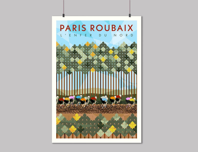 Paris Roubaix Monuments Cycling Race Art Print - Hell of the North ...