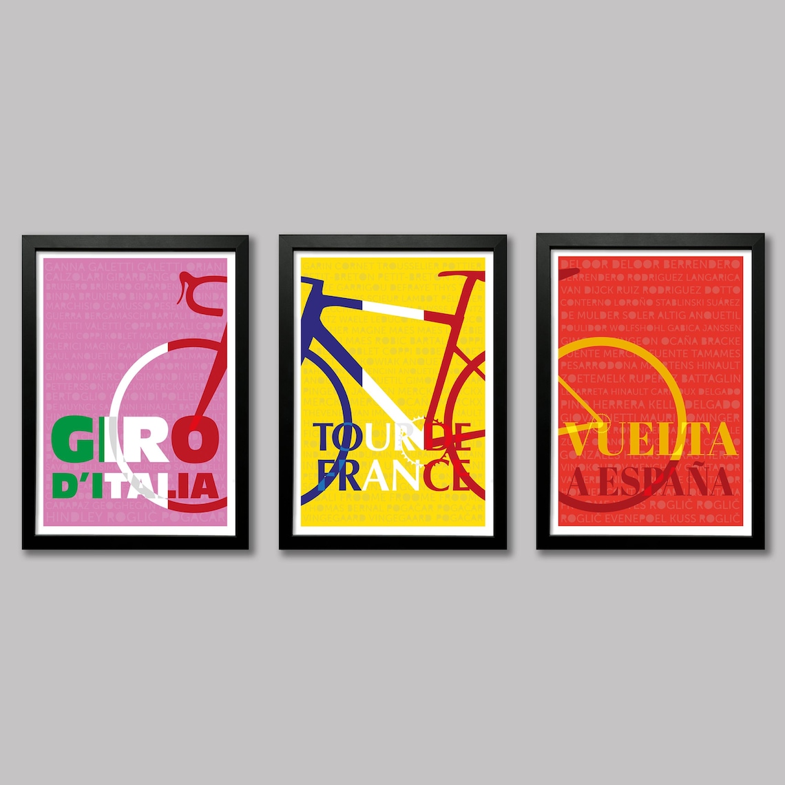 Grand Tours: Bicycle - Cycling Art Prints - Set of 3 - Giro D'italia ...