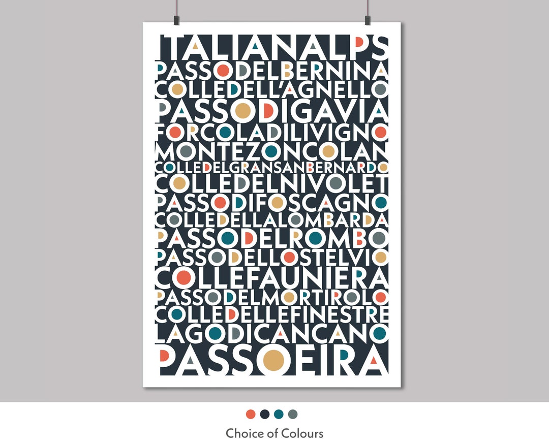 Italian Alps Iconic Cycling Climbs - Cycling Art Print - Epic Climbs by ...