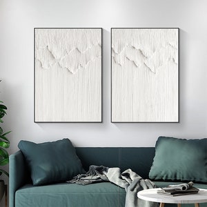 Large White Abstract Painting White 3D Textured Painting Set - Etsy
