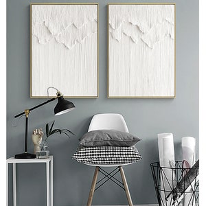 Large White Abstract Painting White 3D Textured Painting Set - Etsy