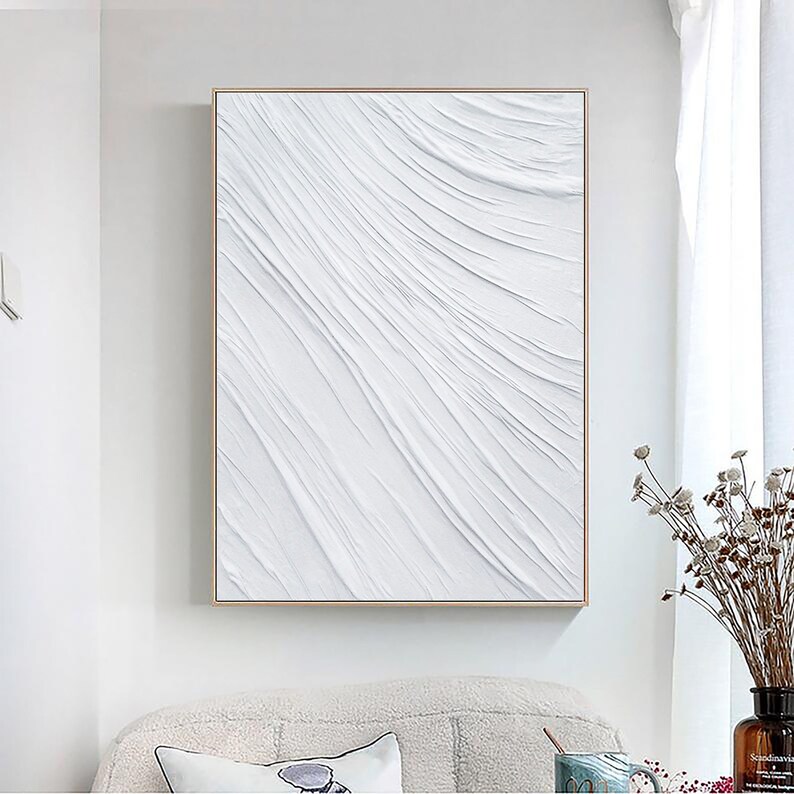 Large Nordic White Abstract Wall White 3D Texture Painting - Etsy Australia