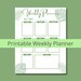 Printable Weekly Calendar- Green Tropical Leaf, Instant Download, US ...