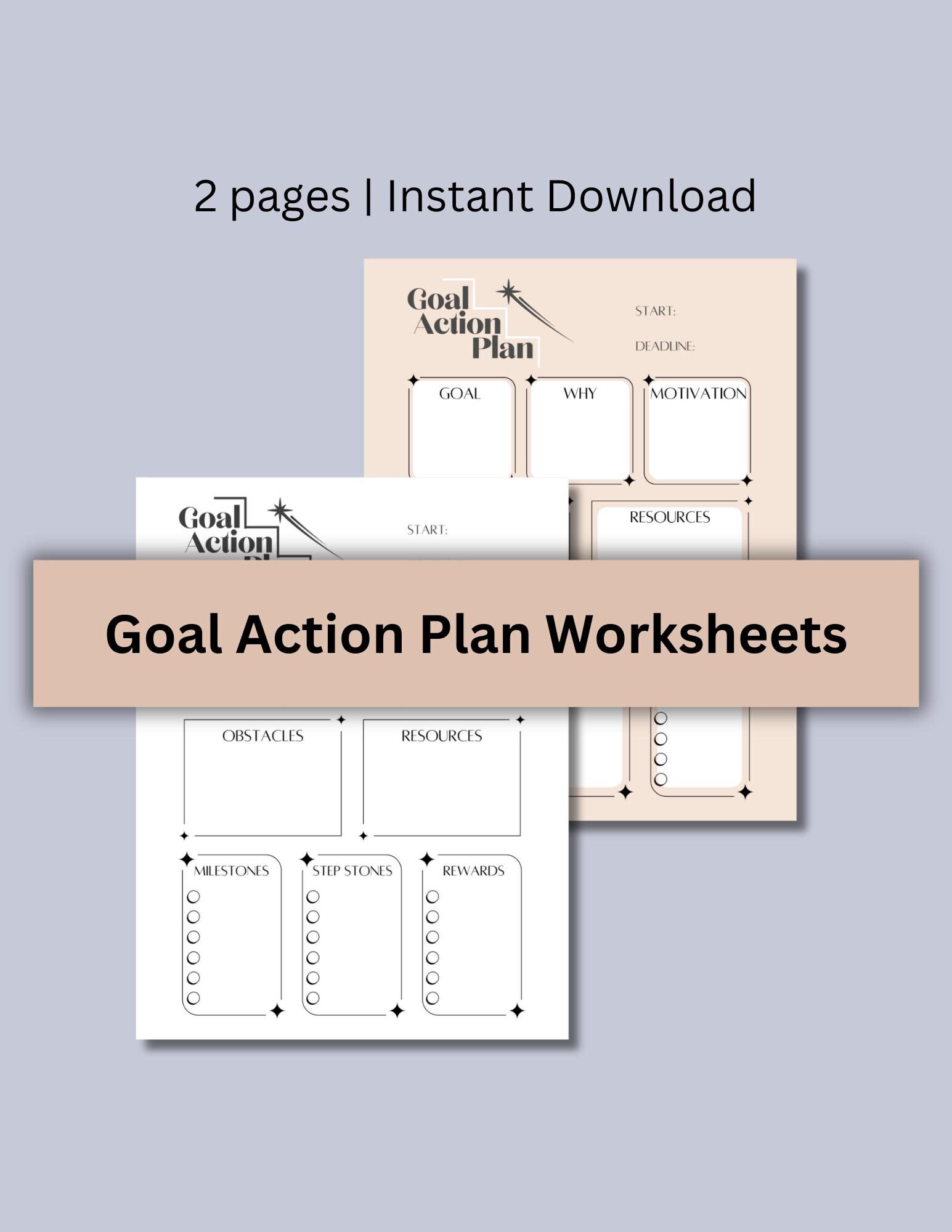 Printable Goal Setting & Action Plan Worksheets - Minimalist - Etsy