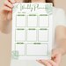 Printable Weekly Calendar- Green Tropical Leaf, Instant Download, US ...