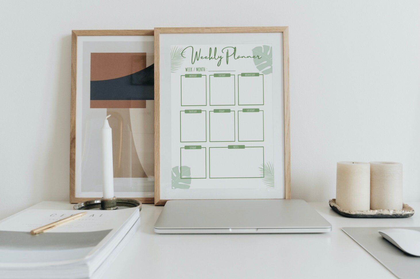 Printable Weekly Calendar- Green Tropical Leaf, Instant Download, US ...