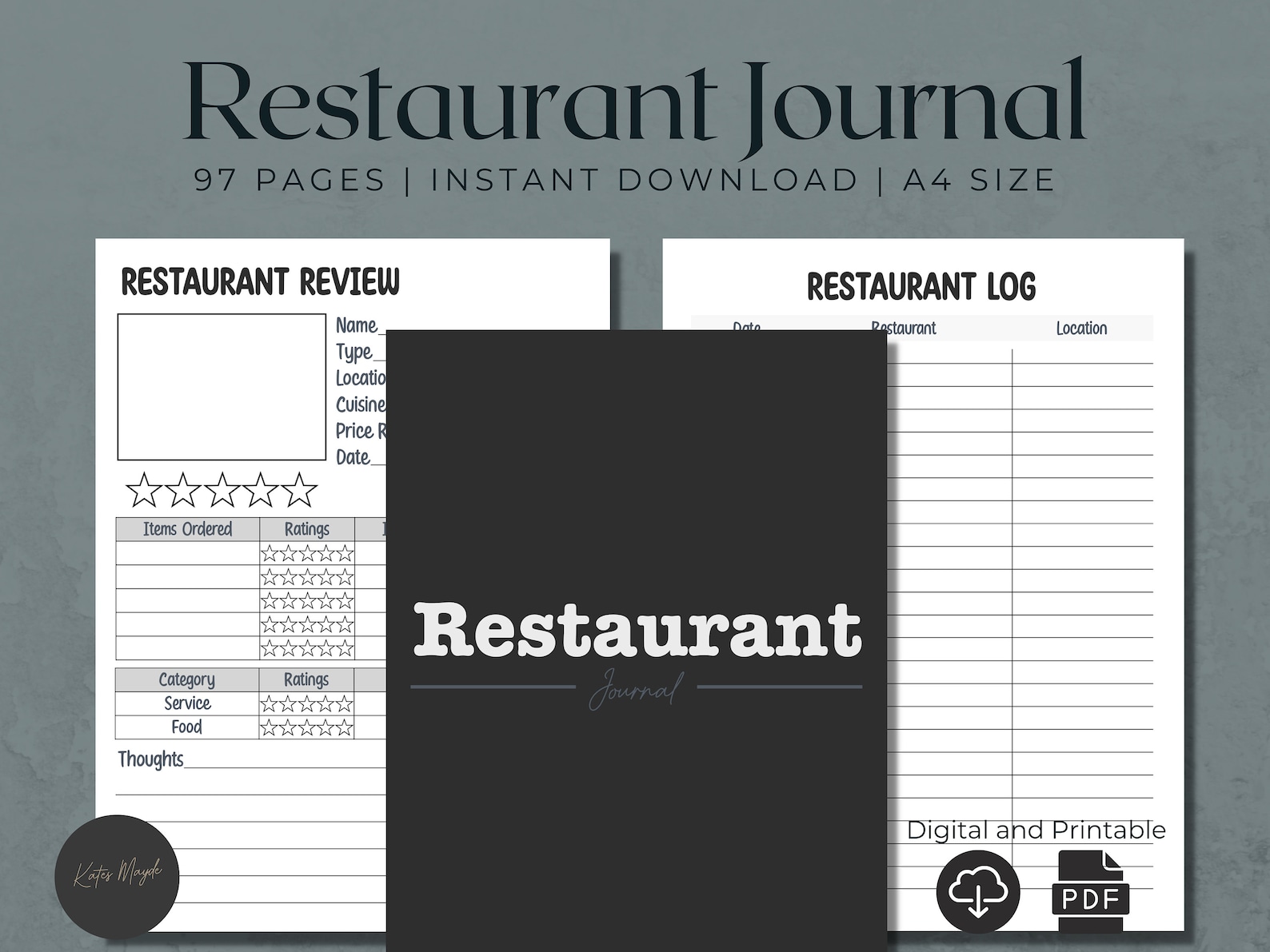 Digital Restaurant Review Journal | Restaurant to Try | Review Template ...
