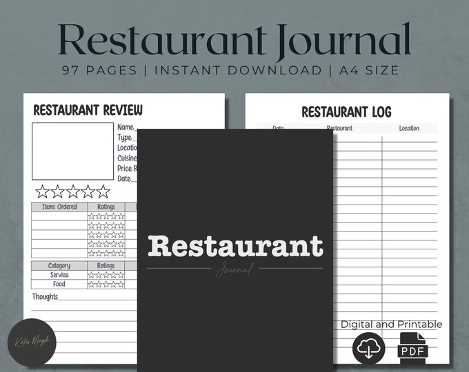 Restaurant Journal - Etsy