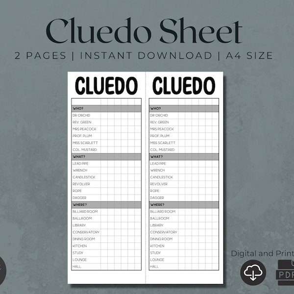 Clue Sheet Refill - Etsy