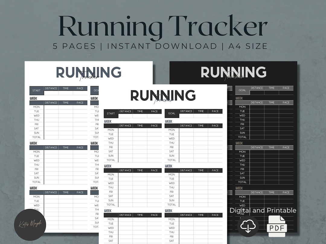 Digital Running Tracker | Running Log | Running Planner | Running Chart ...