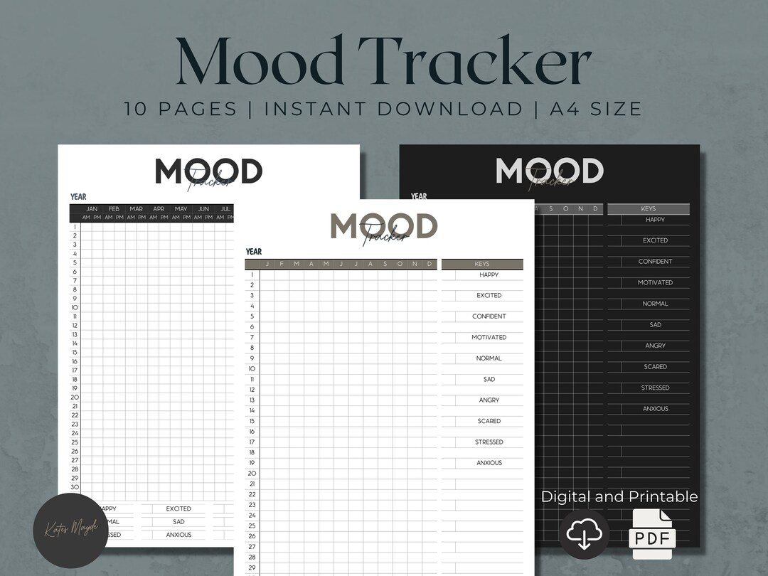Digital Mood Tracker | Mood Chart | Monthly Mood | Daily Mood Tracker ...
