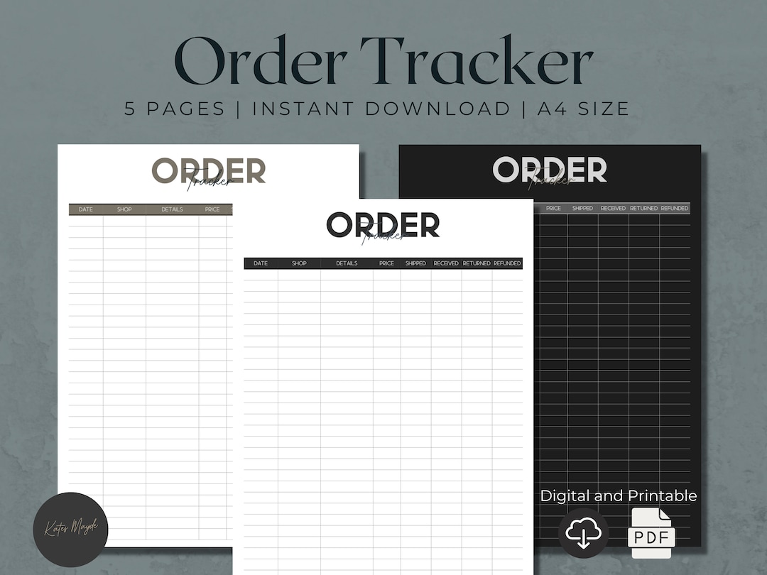 Digital Online Order Tracker | Shopping Tracker | Order Log | Order ...