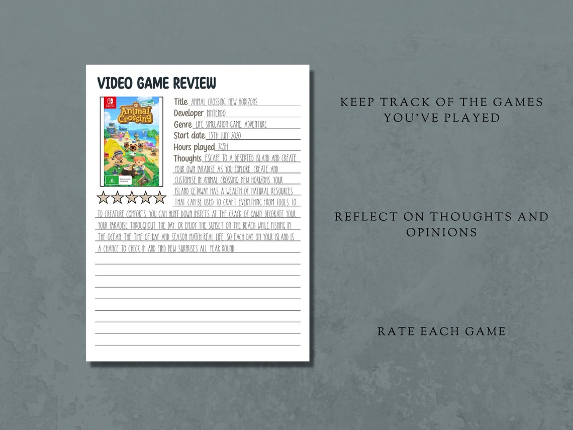Digital Game Review Bundle | Board Game Tracker | Printable Review ...