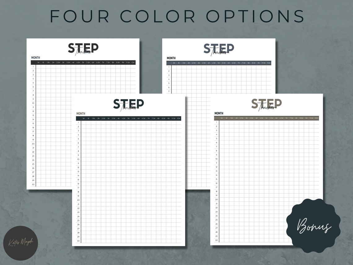 Digital Step Tracker Fitness Planner Walking Tracker Daily Step Log ...