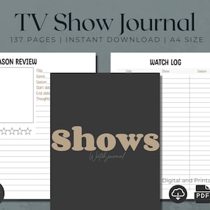 Digital TV Show Journal | TV Show Log | Tv Show Tracker | TV Series ...