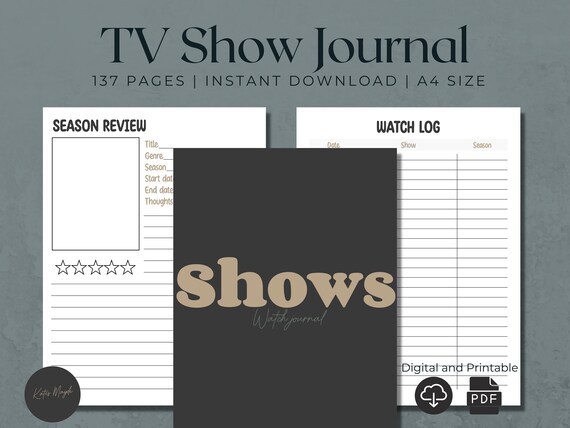 Digital TV Show Journal TV Show Log Tv Show Tracker TV - Etsy