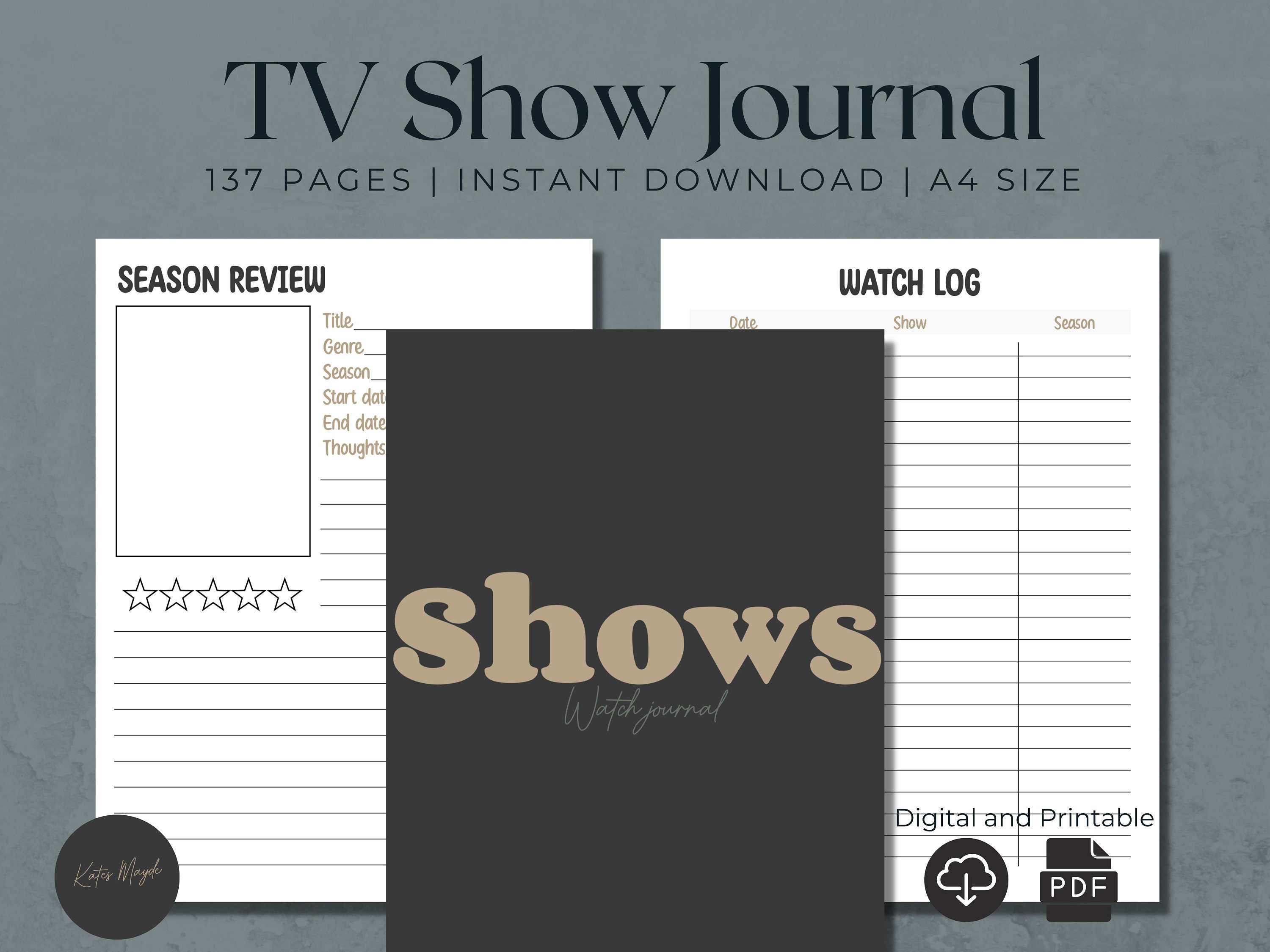 Digital TV Show Journal | TV Show Log | Tv Show Tracker | TV Series ...