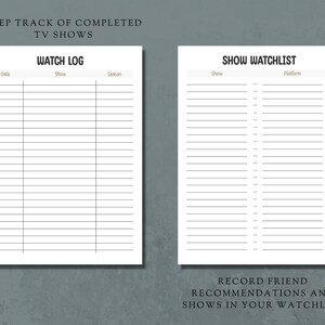 Digital TV Show Journal | TV Show Log | Tv Show Tracker | TV Series ...