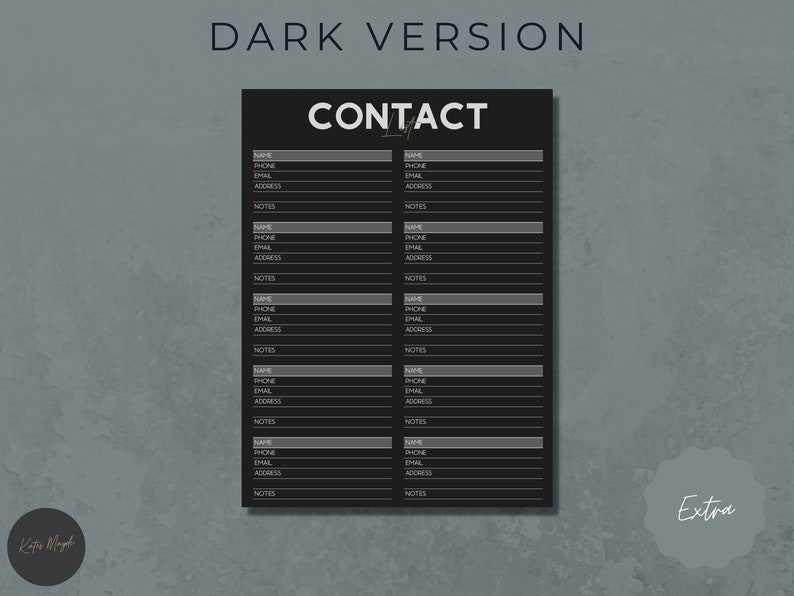 Digital Contact List Address Book Phone Number List Contact Information ...