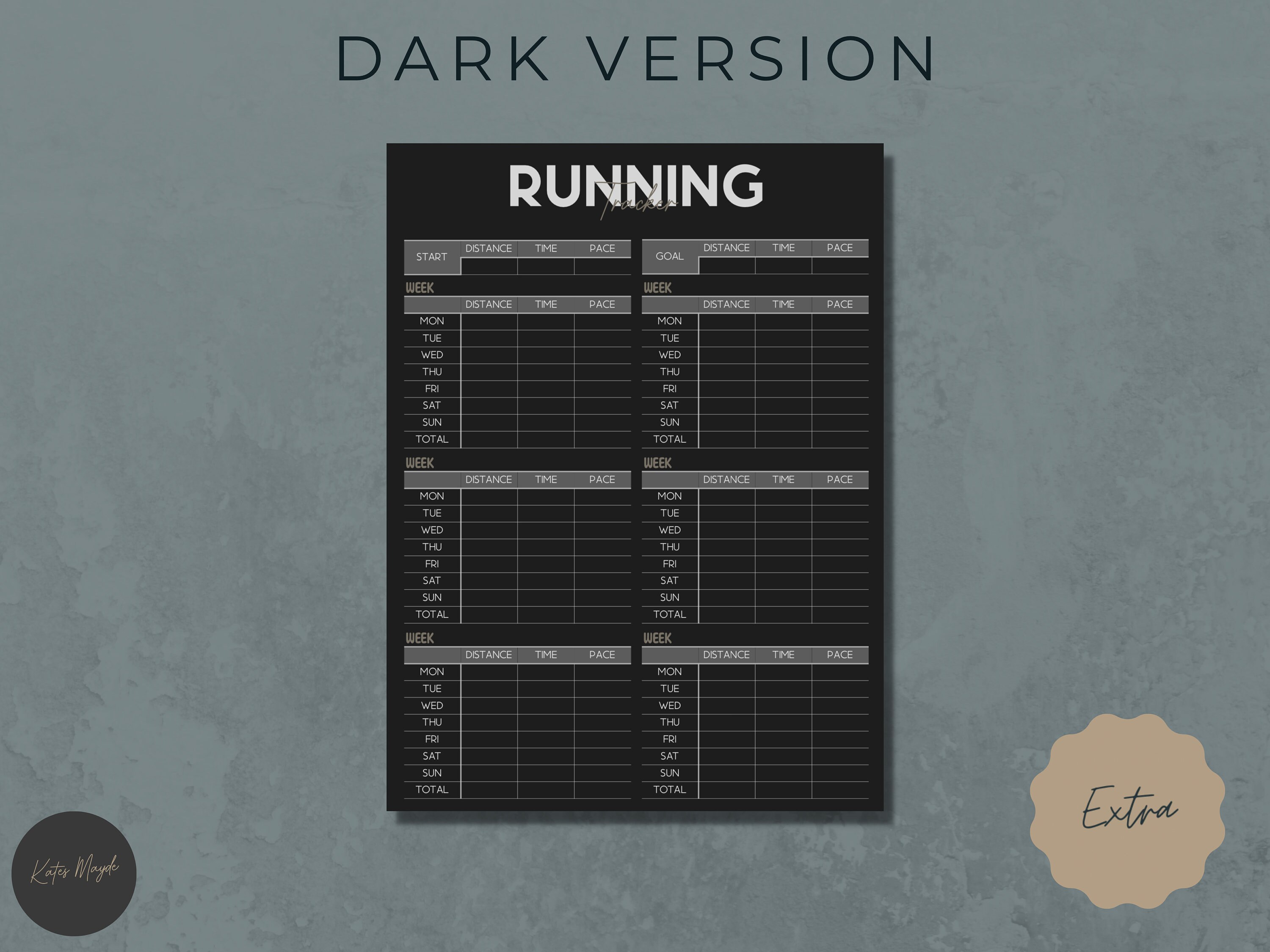 Digital Running Tracker | Running Log | Running Planner | Running Chart ...