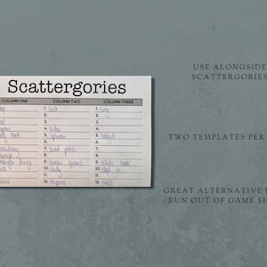 Scattergories Sheet | Score Sheets | Refill Sheets | Scattergories ...