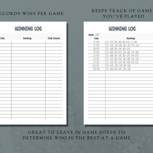 Digital Winning Log | Game Night Tracker | Winner Tracker | Wins Log ...