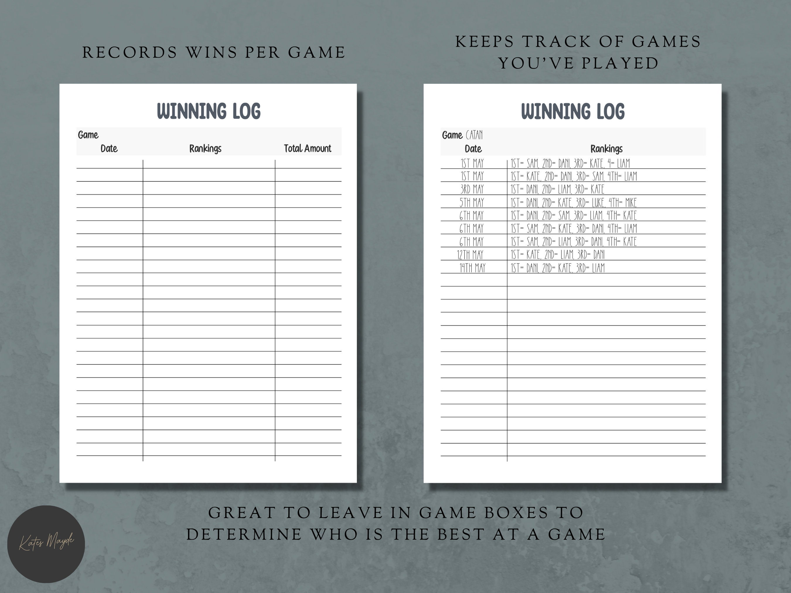 Digital Winning Log | Game Night Tracker | Winner Tracker | Wins Log ...