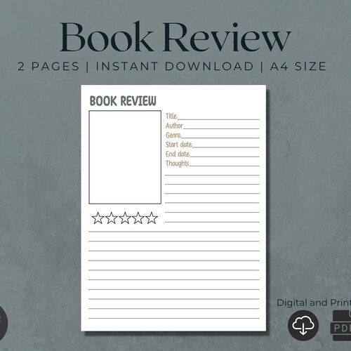 Digital Book Review Template Goodnotes Book Review Book - Etsy
