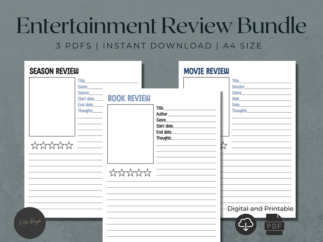 Entertainment Review Bundle | Blue | Digital Movie Review | Book Review ...