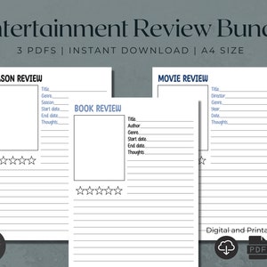 Entertainment Review Bundle | Blue | Digital Movie Review | Book Review ...